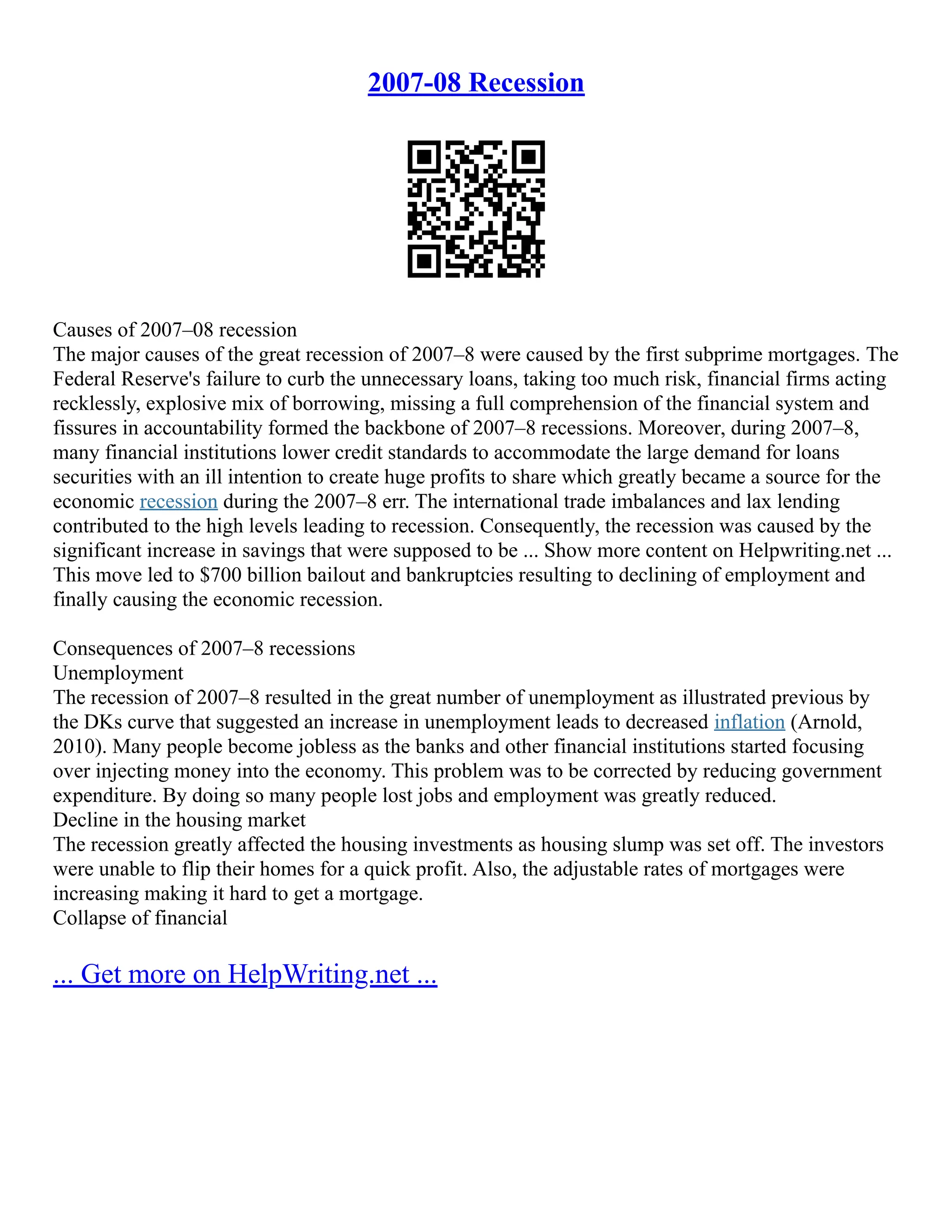 The Great Recession | PDF