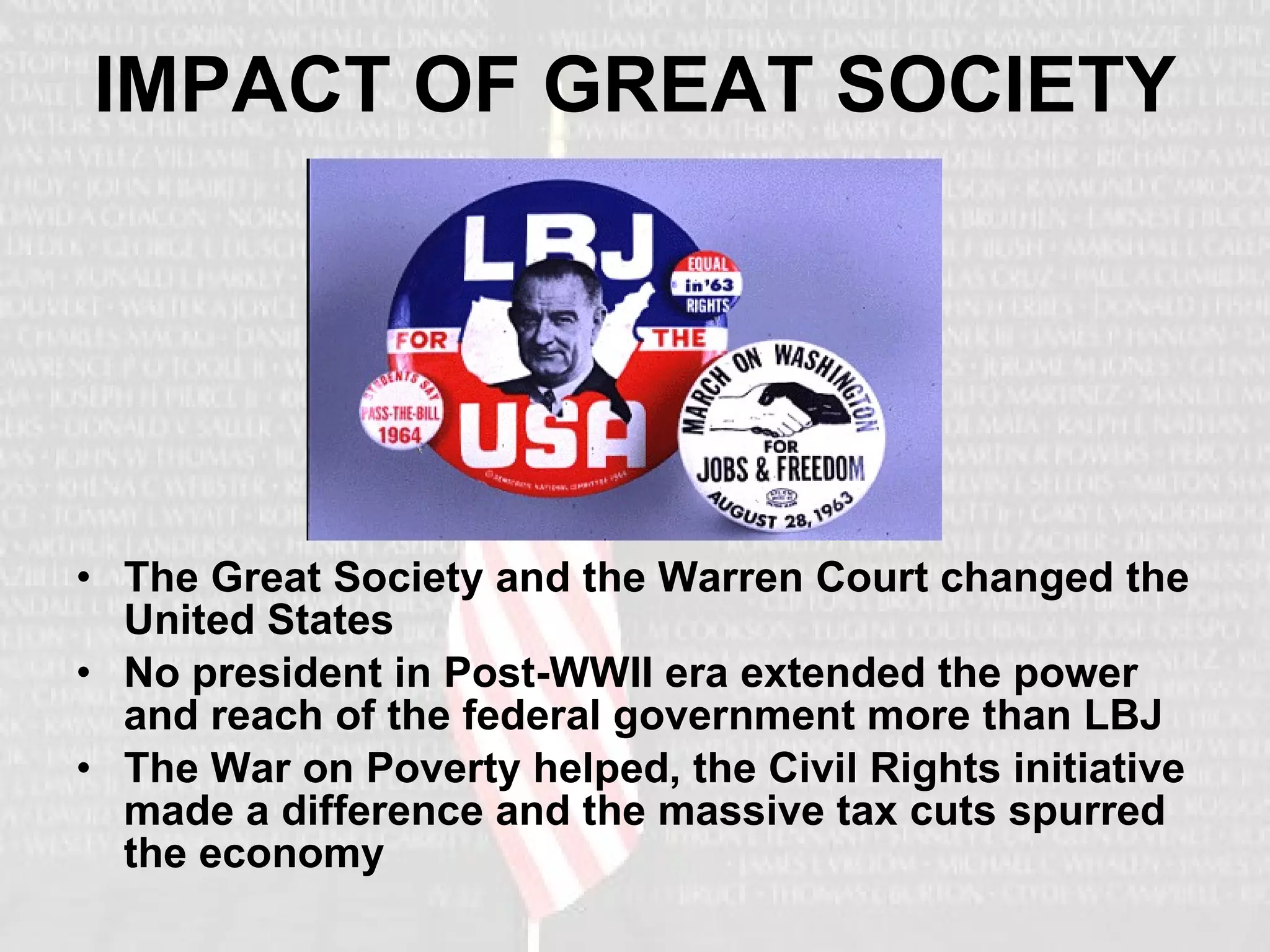 The great society & lbj | PPT | Civic affairs | Politics