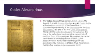 The Great Uncial Codices | PPTX