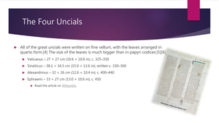 The Great Uncial Codices | PPTX