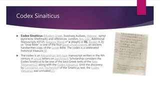 The Great Uncial Codices | PPTX