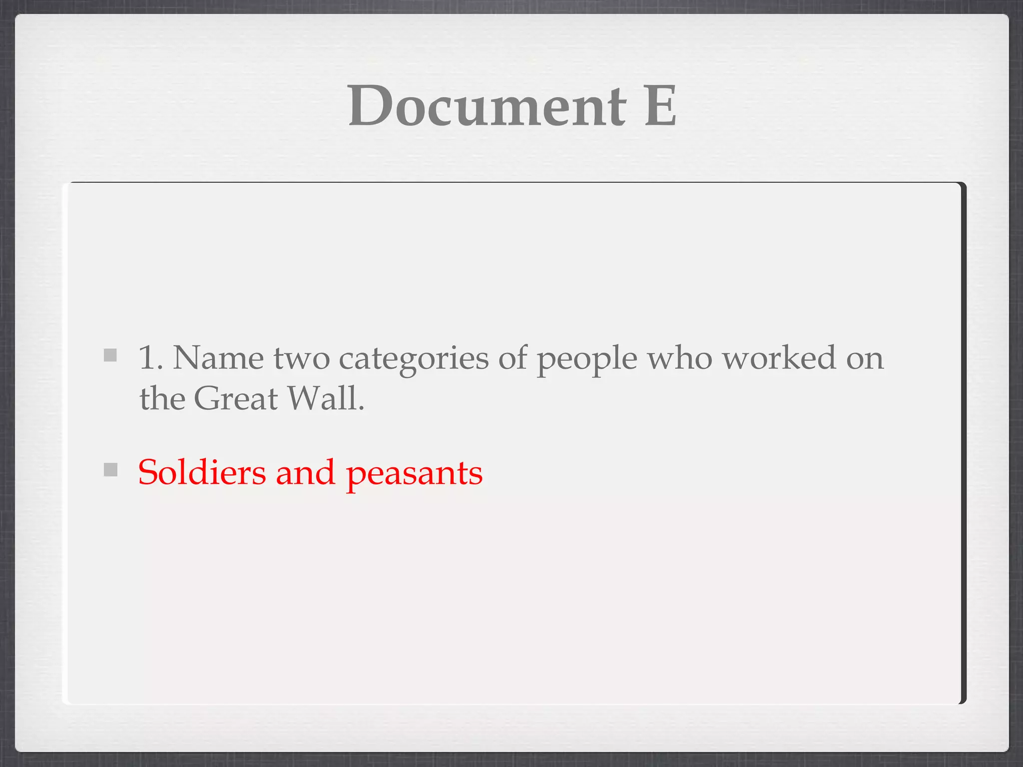 The great wall of china mini dbq | PPT