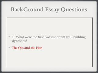 The great wall of china mini dbq | PPT