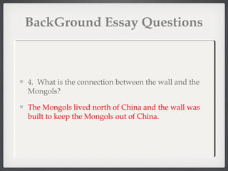 The great wall of china mini dbq | PPT