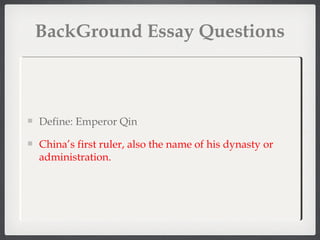 The great wall of china mini dbq | PPT