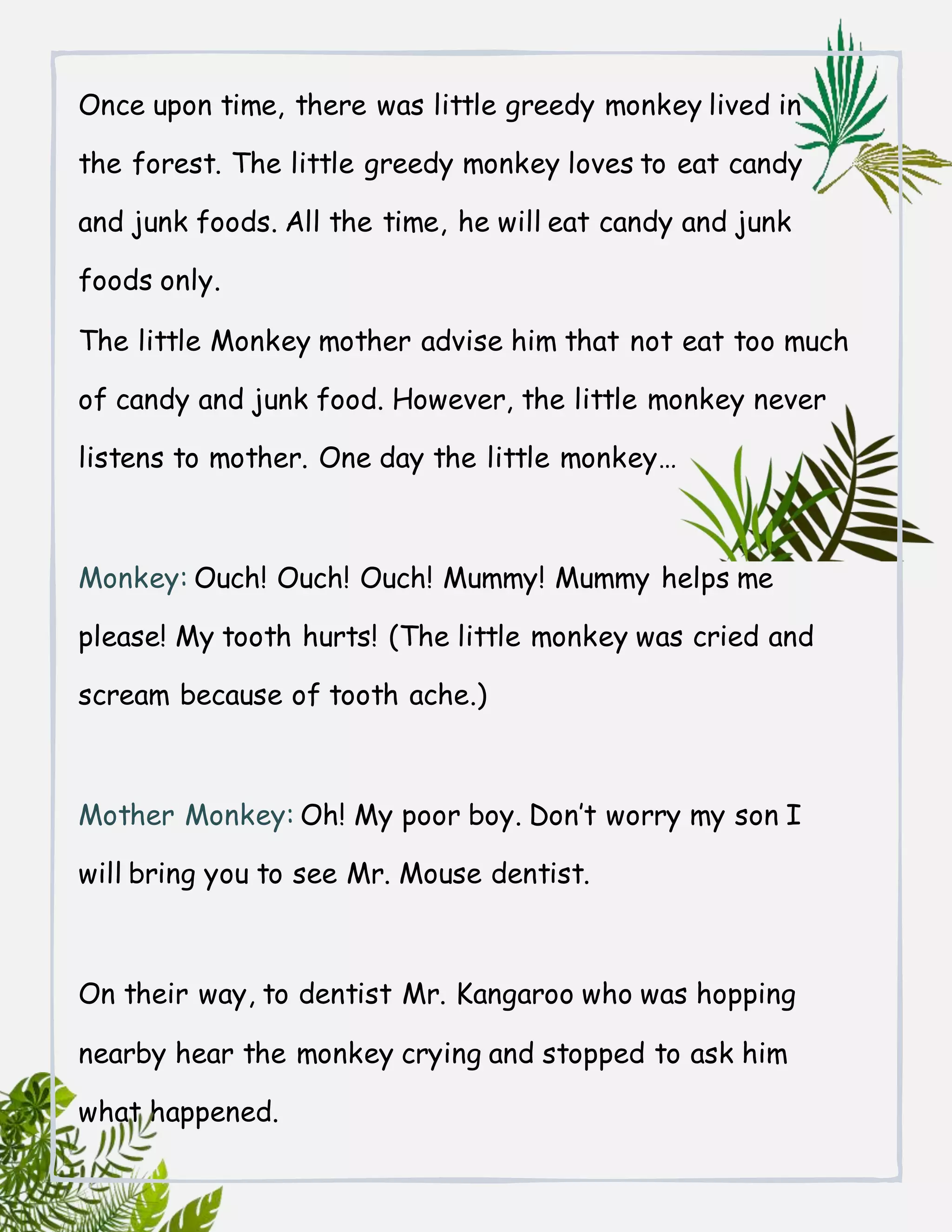 The Greedy Monkey | DOCX