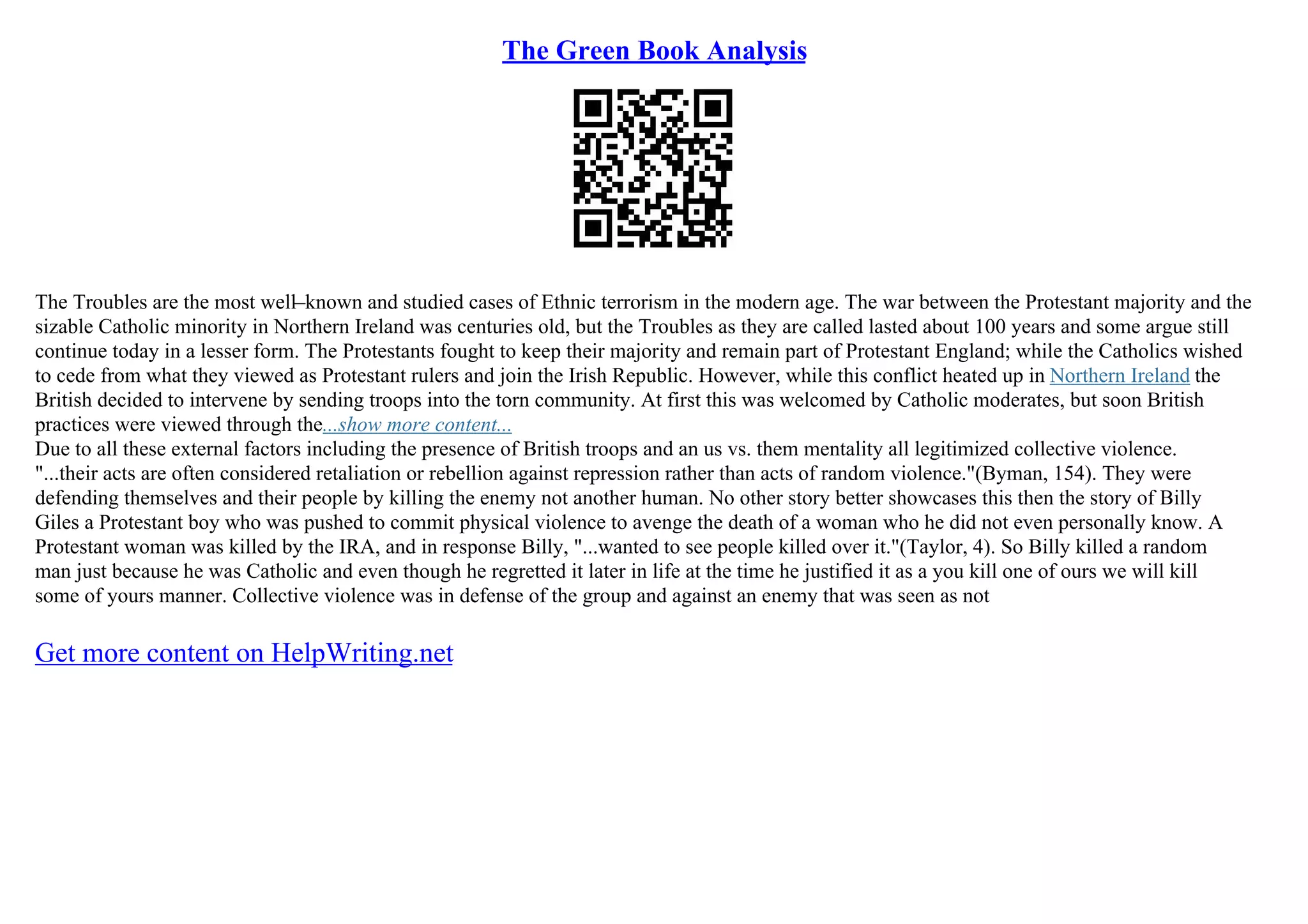 The Green Book Analysis | PDF