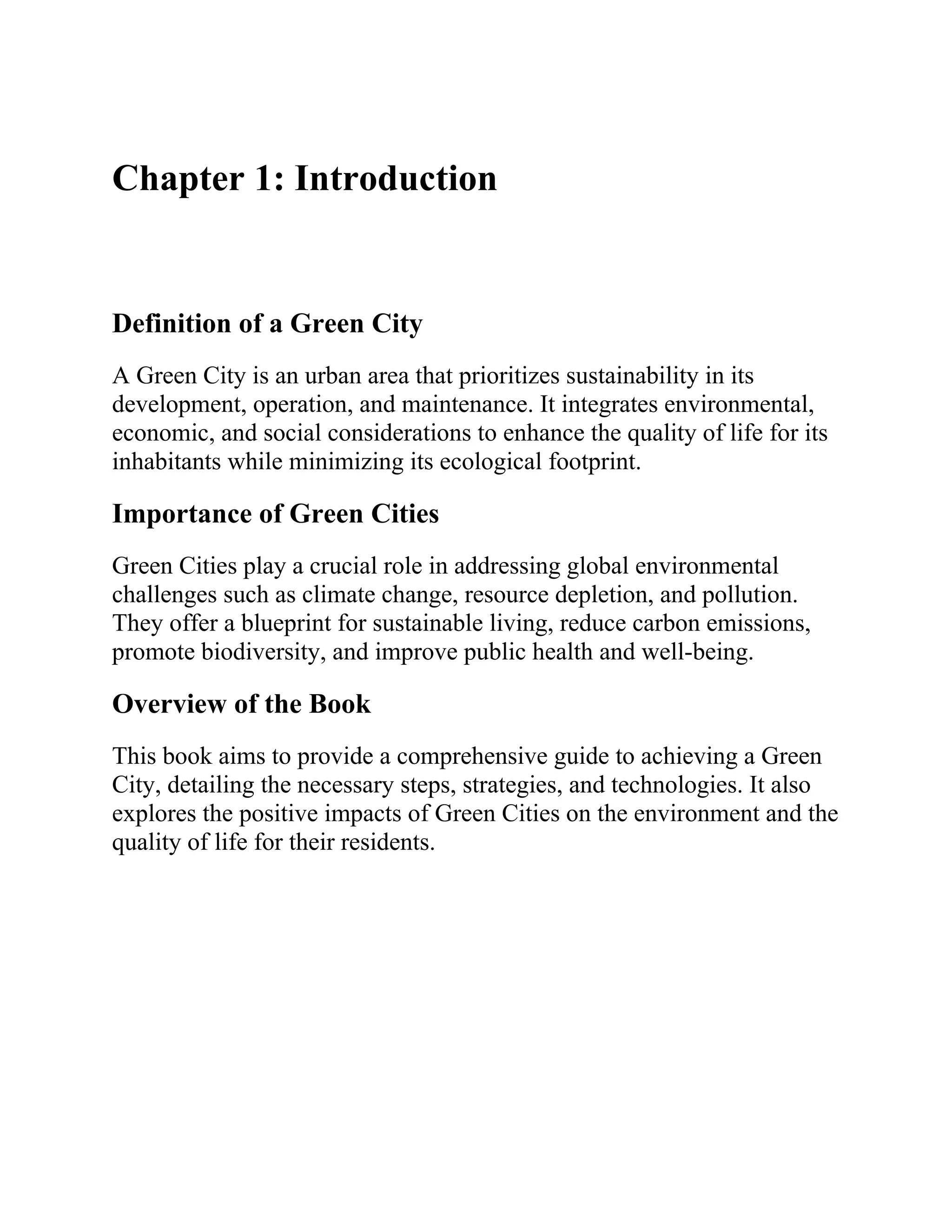 A Green City is an urban area that prioritizes sustainability | PDF