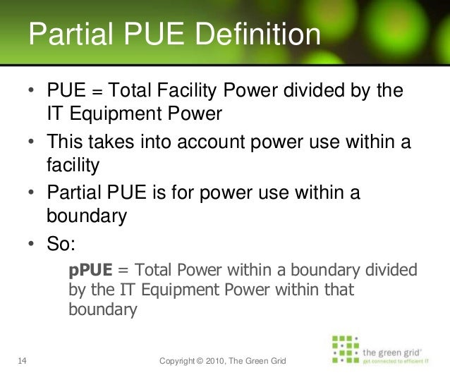 Power Usage Effectiveness (PUE): Status & Directions. By K. Winkler