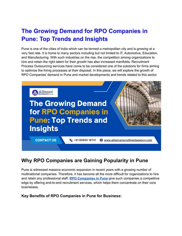 The Growing Demand for RPO Companies in Pune Top Trends and Insights | PDF