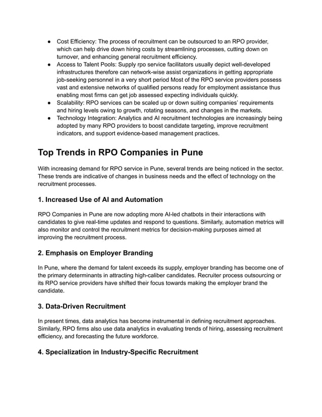 The Growing Demand for RPO Companies in Pune Top Trends and Insights | PDF