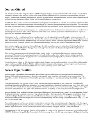 The Growing Significance Of B.Sc. Nutrition And Dietetics In Haryana ...