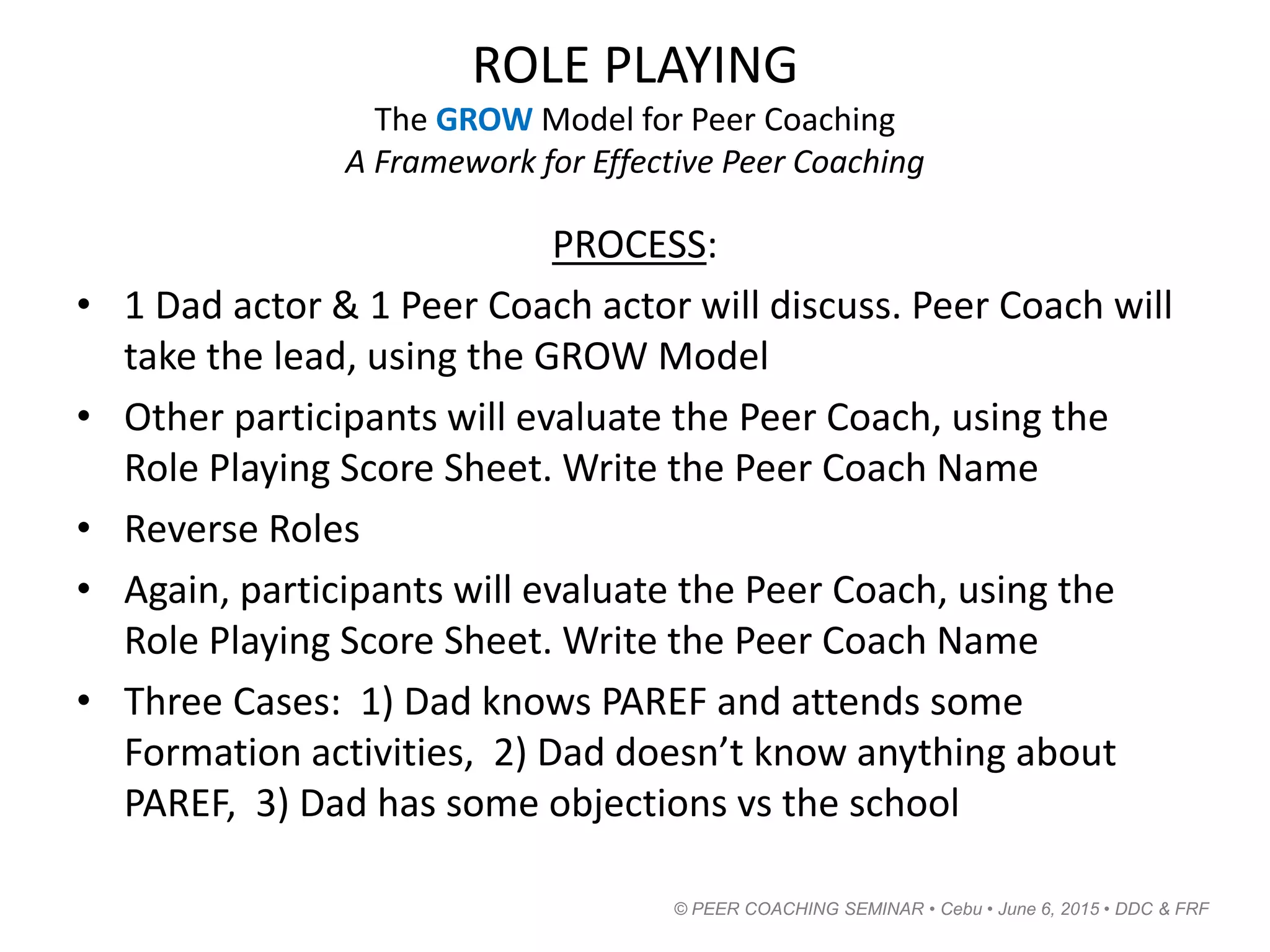 The G.R.O.W. model for peer coaching | PDF