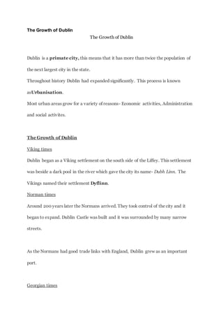The Growth of Dublin | DOCX