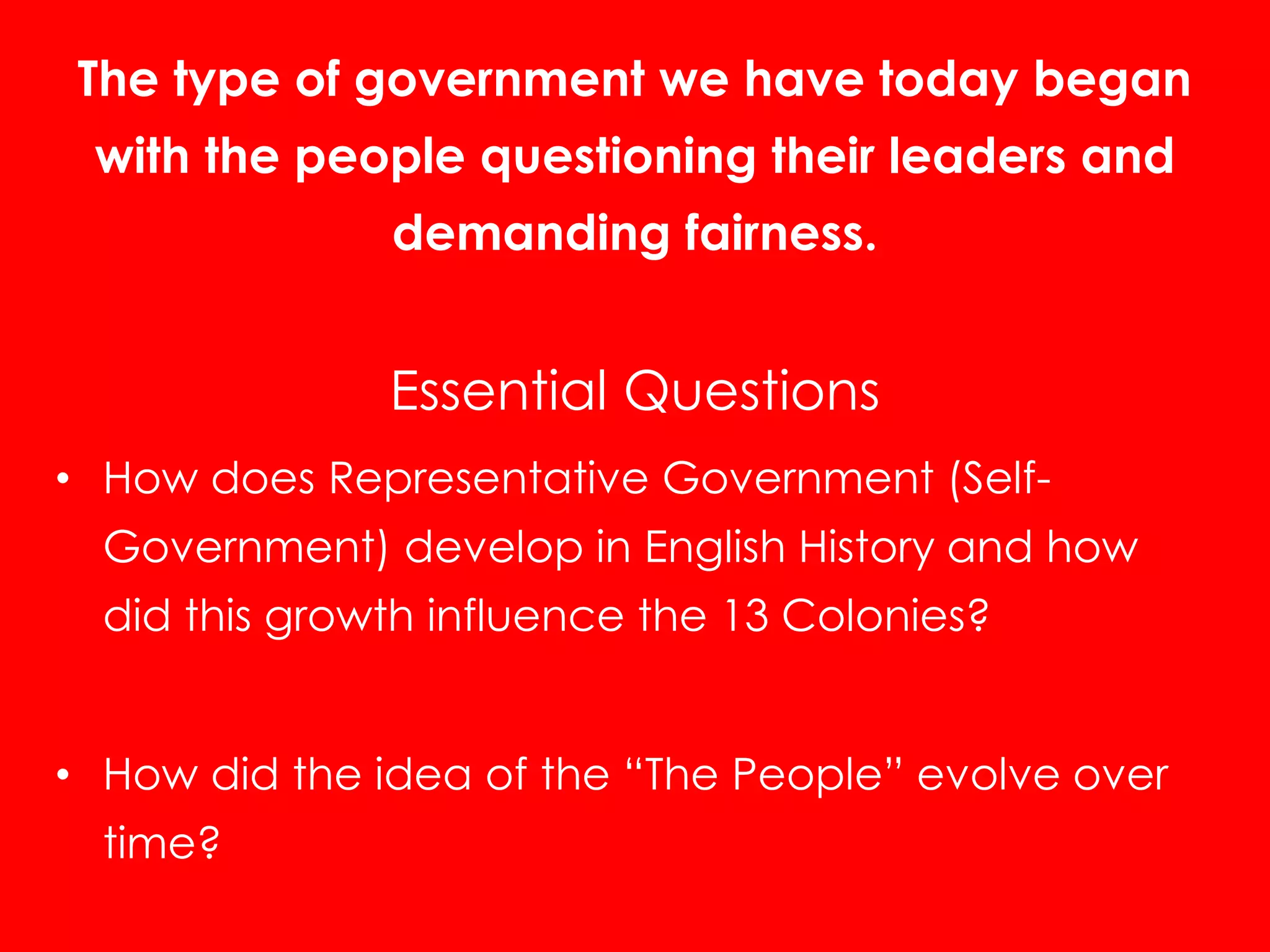 The Growth of Representative Government | PPTX