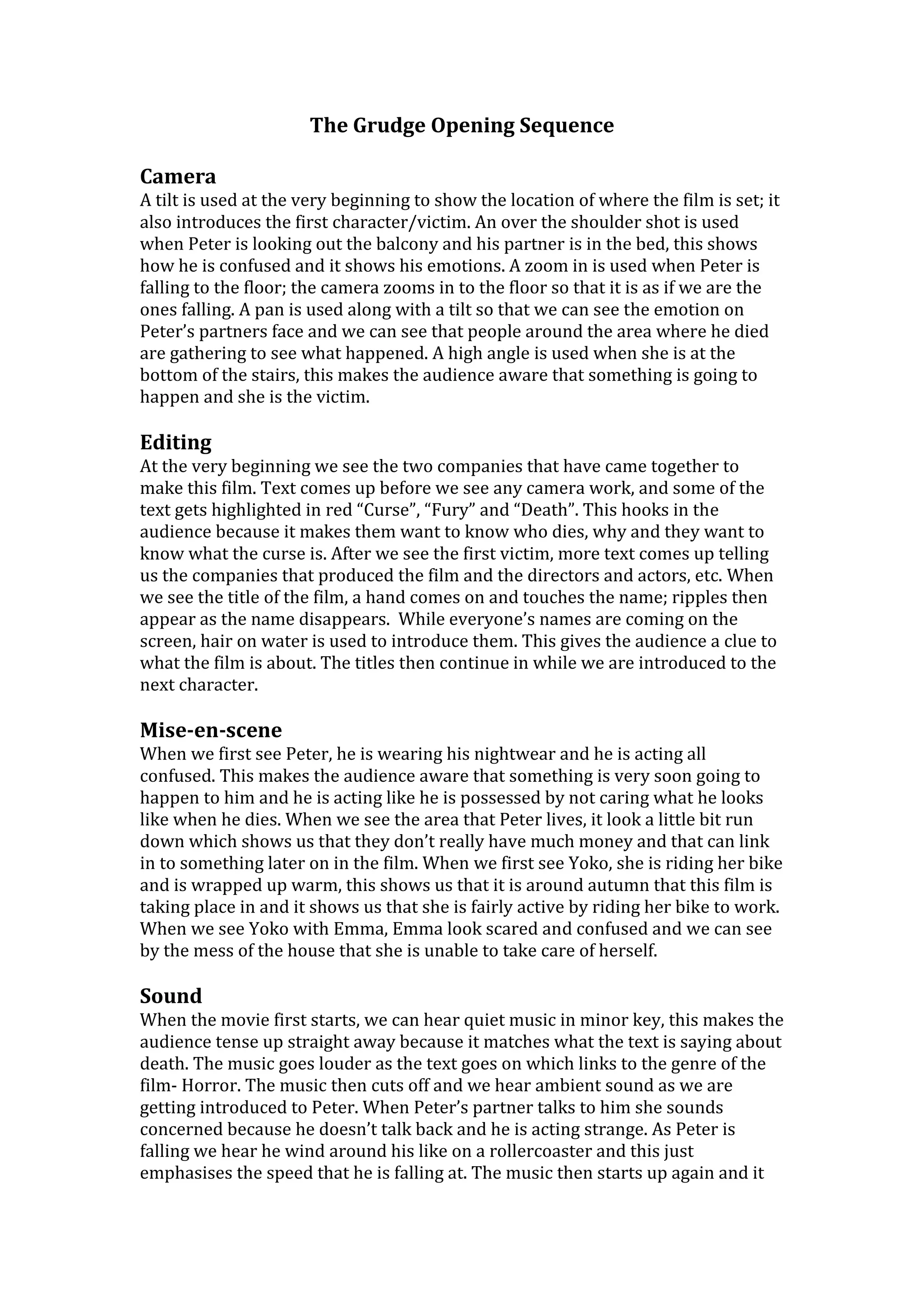 The grudge opening sequence | DOCX