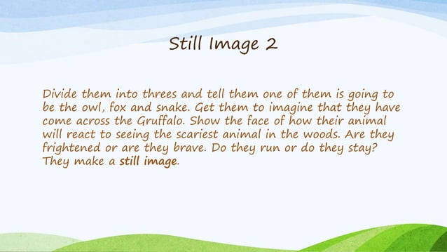 The Gruffalo drama workshop | PPTX | Woodworking | Arts and Crafts