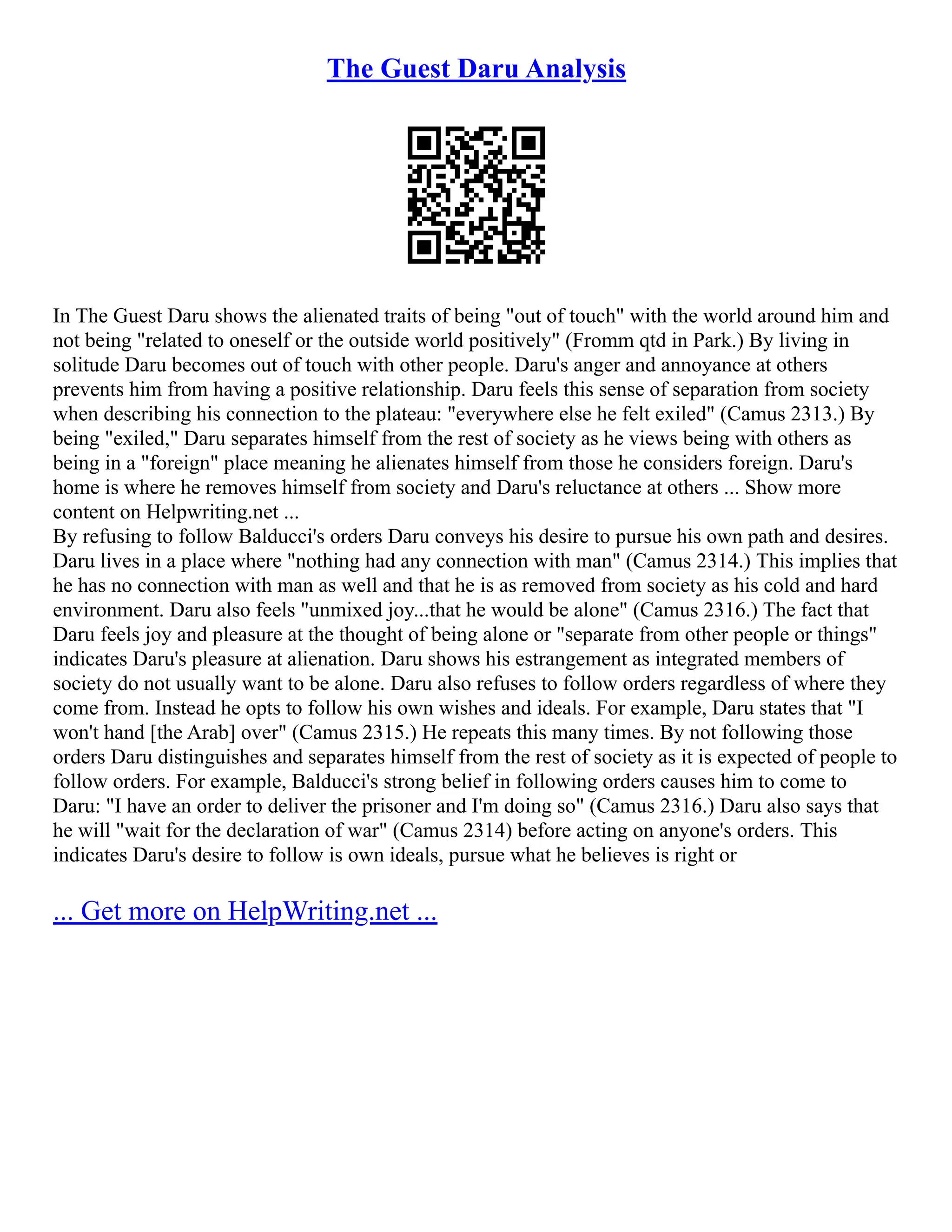 The Guest Daru Analysis | PDF