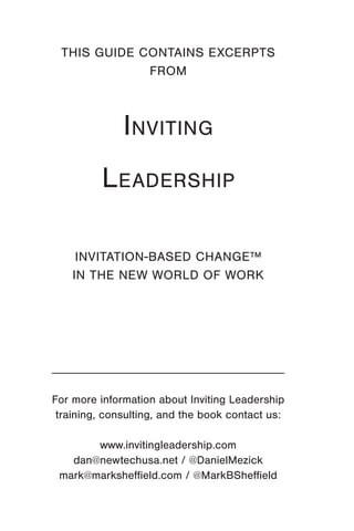 The guide to inviting leadership - Inviting Leadership by Daniel Mezick ...