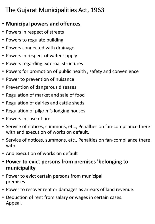The gujarat municipalities act1963 | PPTX