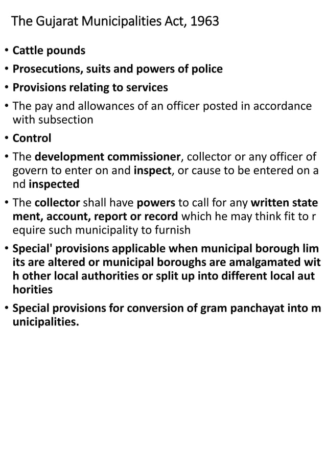 The gujarat municipalities act1963 | PPTX