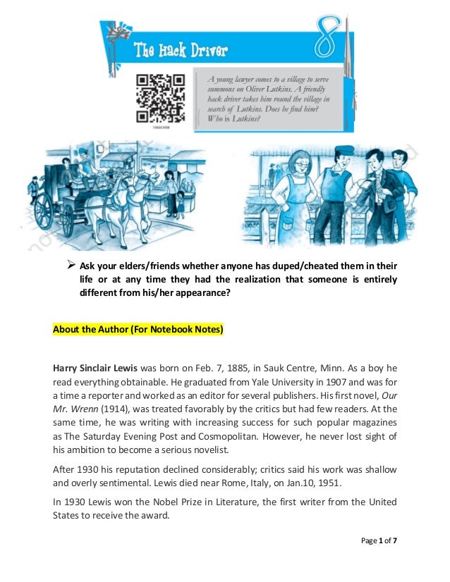 The Hack Driver Harry Sinclair Lewis CBSE 10 English | PDF
