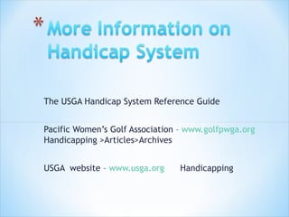The Handicap System - Presented by Linda Salmon | PPT