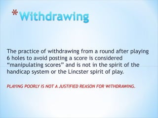 The Handicap System - Presented by Linda Salmon | PPT