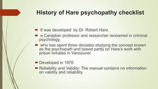 The hare psychopathy checklist | PPTX