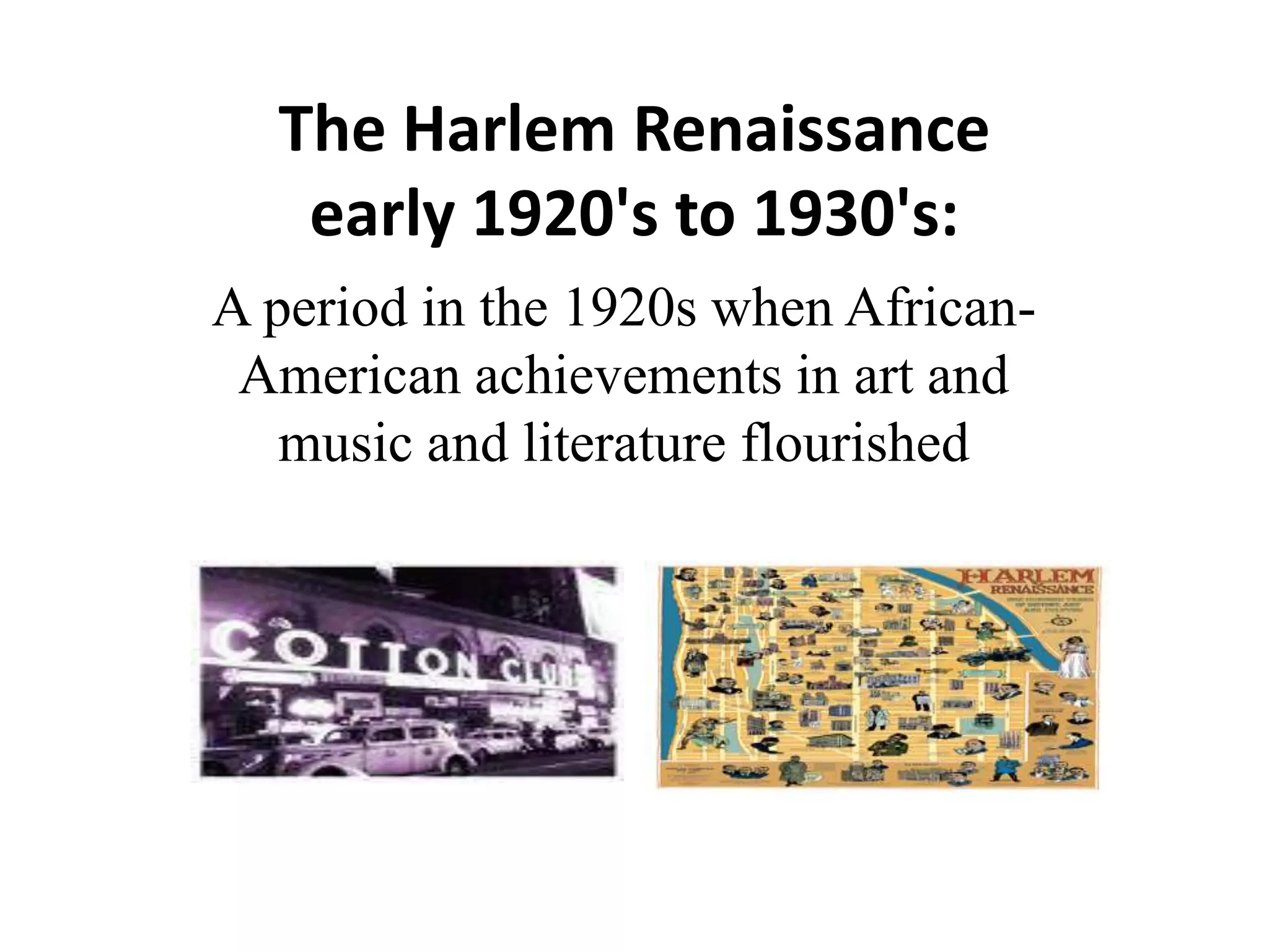 The Harlem Renaissance | PPTX | Jazz | Music