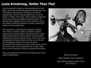The Harlem Renaissance | PPT | Jazz | Music