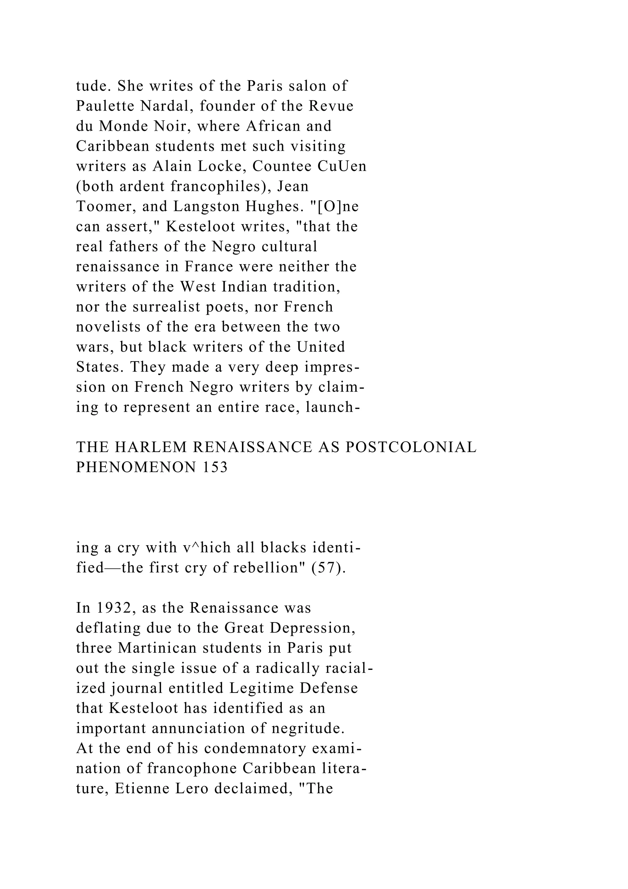 The Harlem Renaissance as PostcolonialPhenomenonWonder .docx