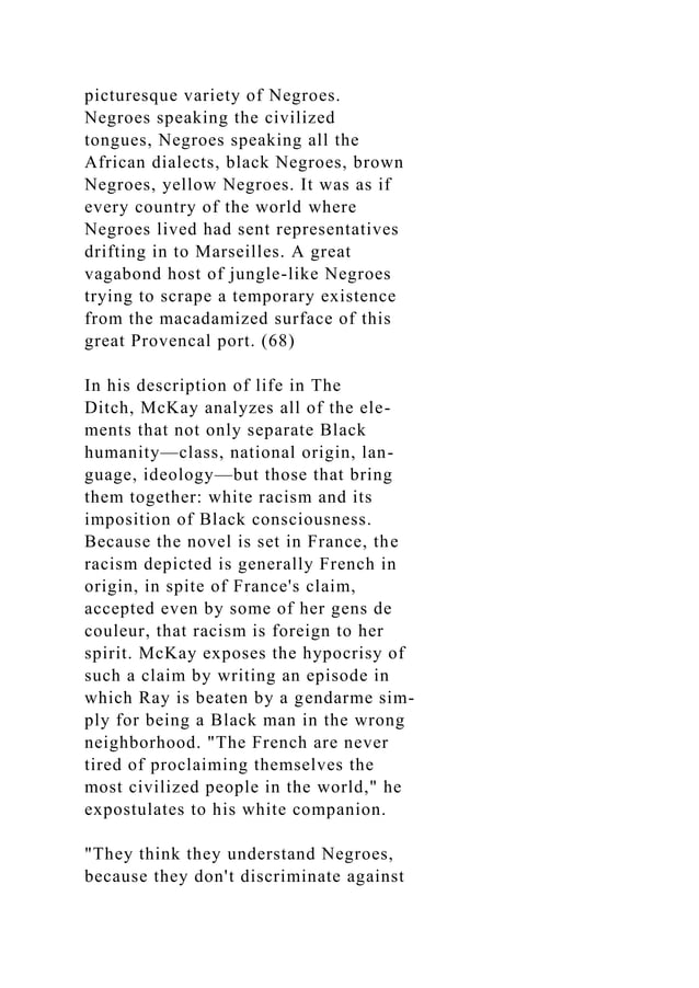 The Harlem Renaissance as PostcolonialPhenomenonWonder .docx | Hobbies ...