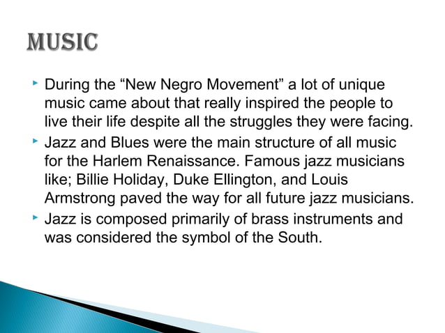 The Harlem Renaissance Dance | PPT | Jazz | Music