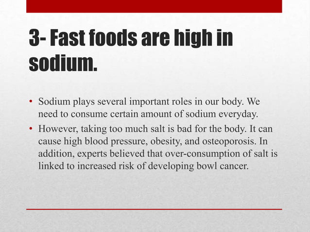 The harms of fast food | PPTX | Food Movements | Food & Drink