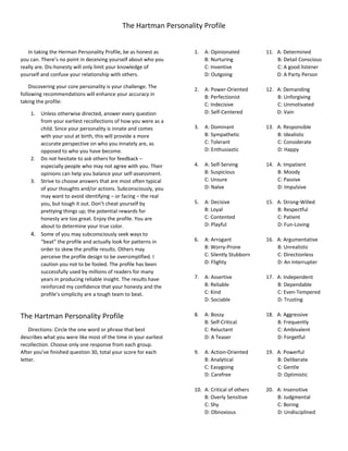 The Hartman Personality Profile | PDF