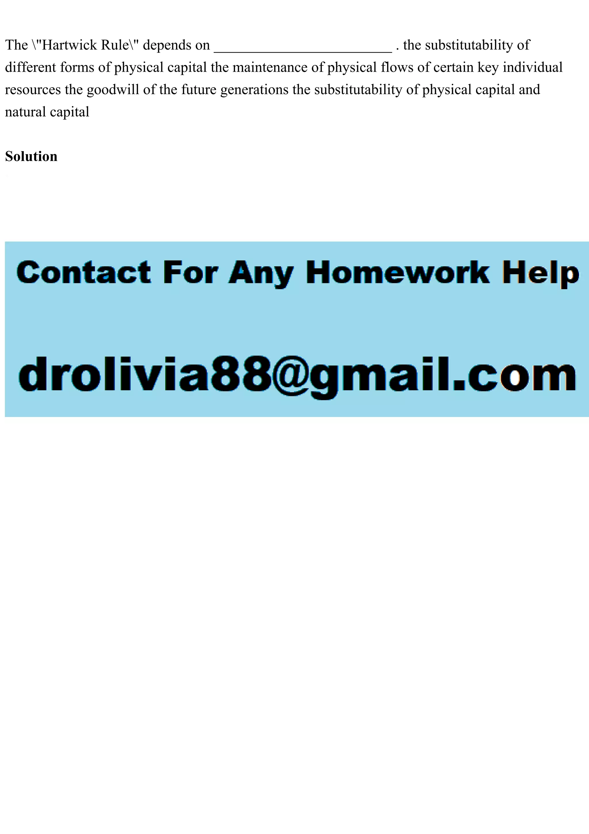 The Hartwick Rule depends on ________________________ . the subs.pdf | Business and Finance