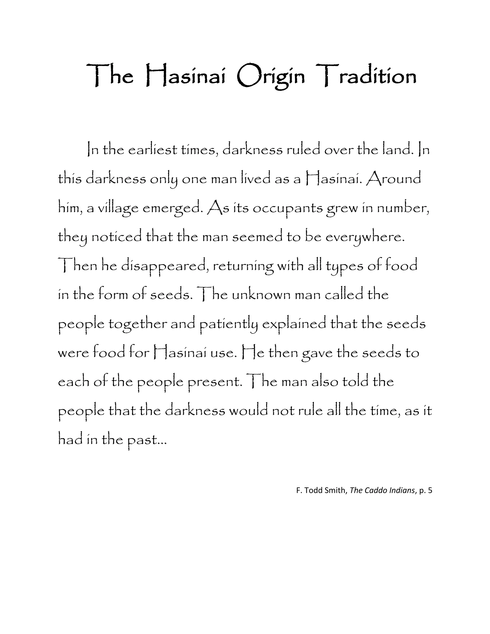 The Hasinai Origin Tradition | PDF