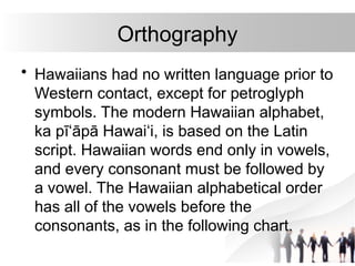 The Hawaiian Language - Language Studies | PPTX