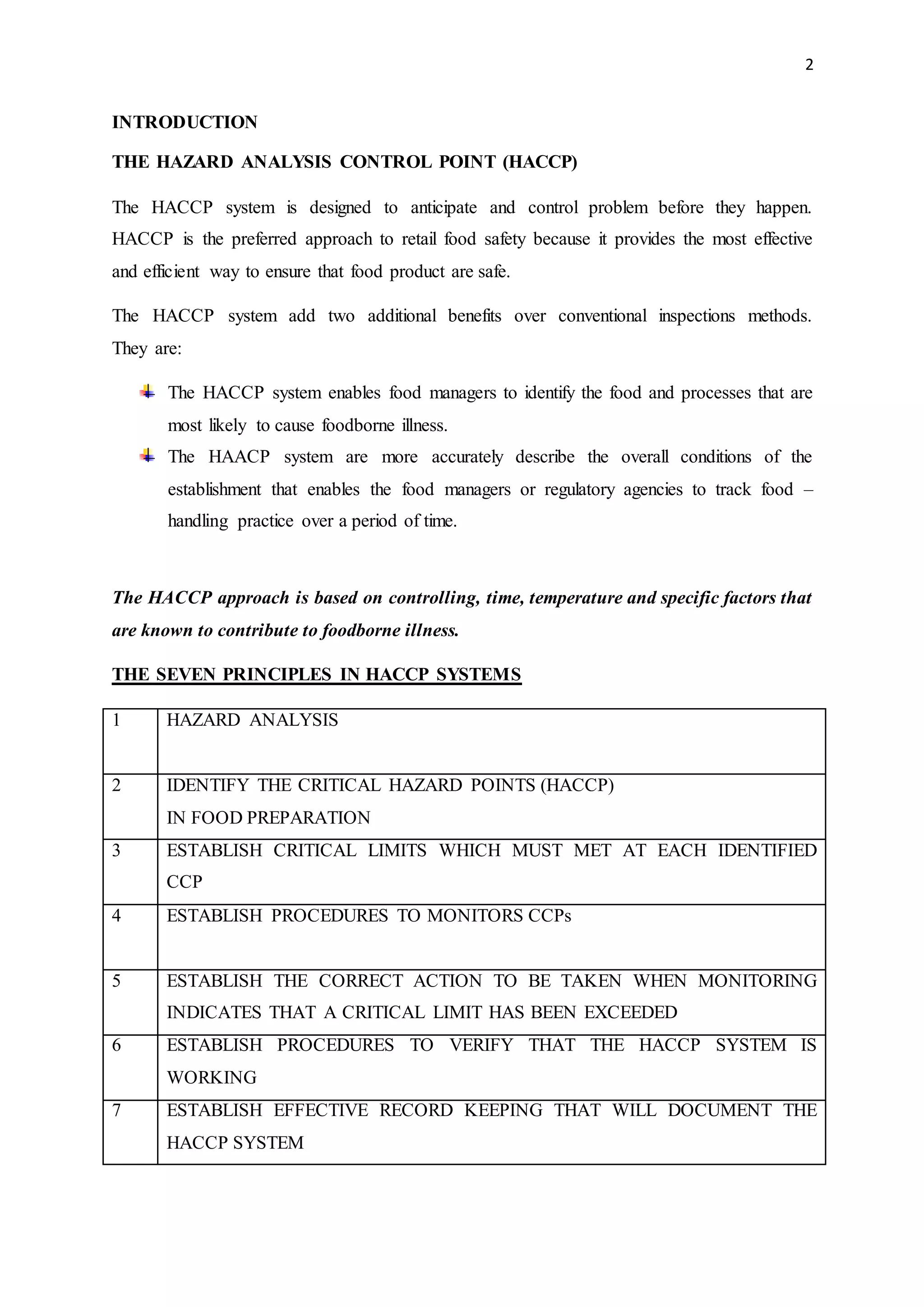 The hazard analysis critical control point (HACCP) | DOCX