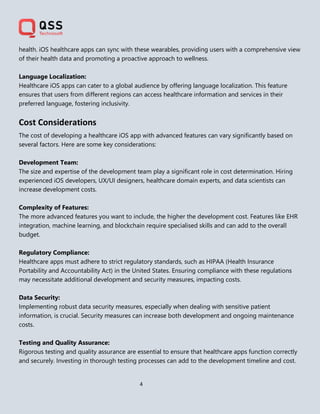 iOS App Development for Healthcare - Advanced Features and Cost | PDF