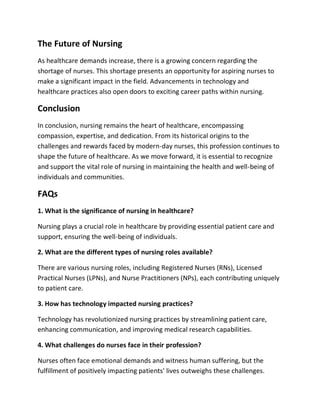 The Heart of Healthcare : Exploring the Essential Role of Nursing | PDF