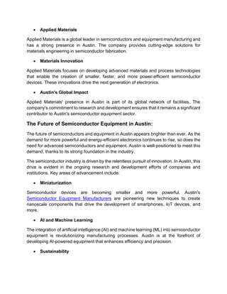 The Heart of Innovation Semiconductor Equipment in Austin | PDF