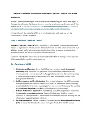 The Heart of Modern IT Infrastructure with Network Operation Center ...