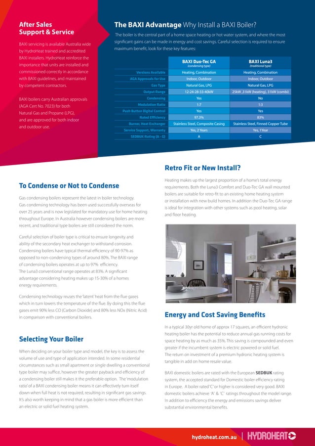 BAXI residential boilers brochure 2016 | PDF