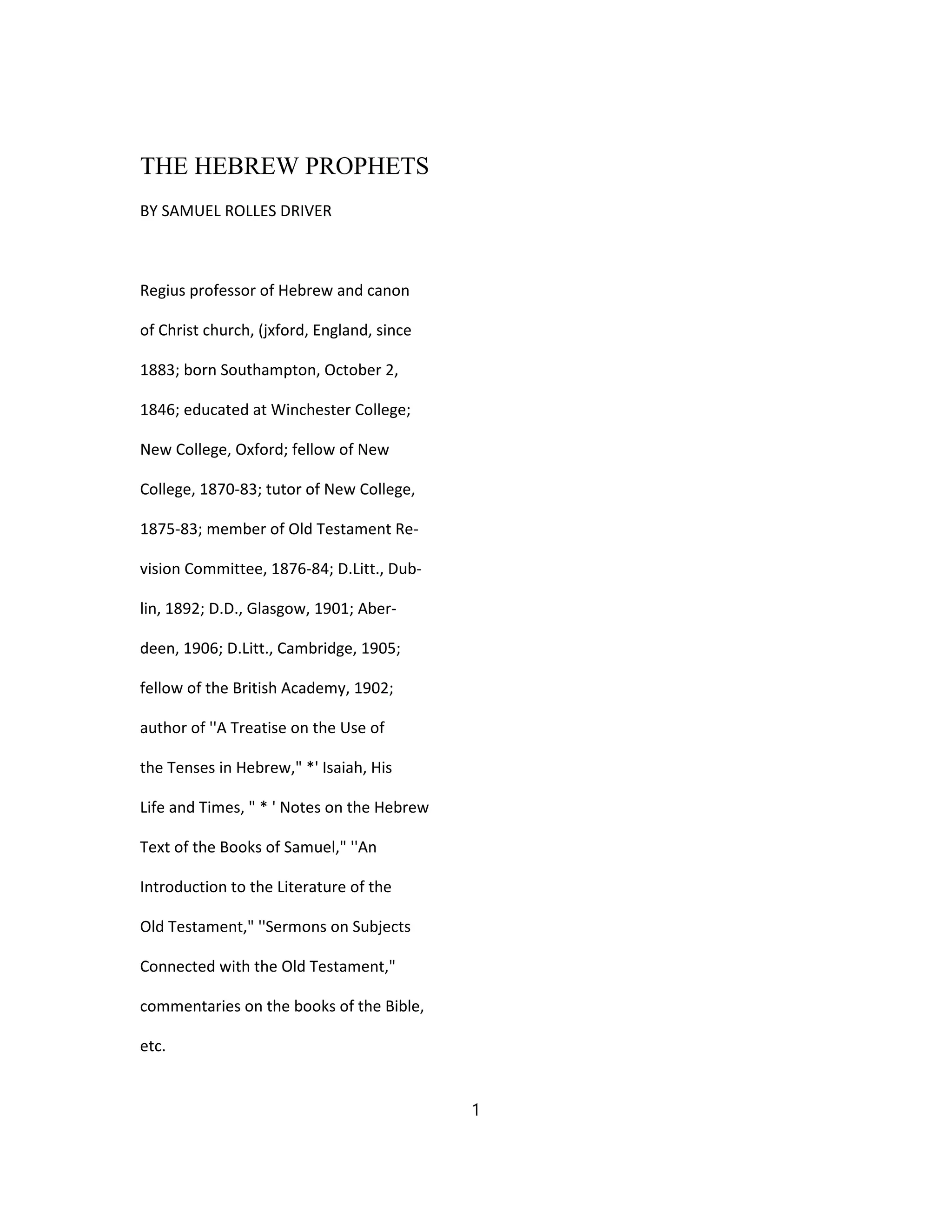 The hebrew prophets | PDF