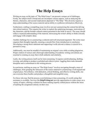The Help Essays.pdfThe Help Essays | PDF