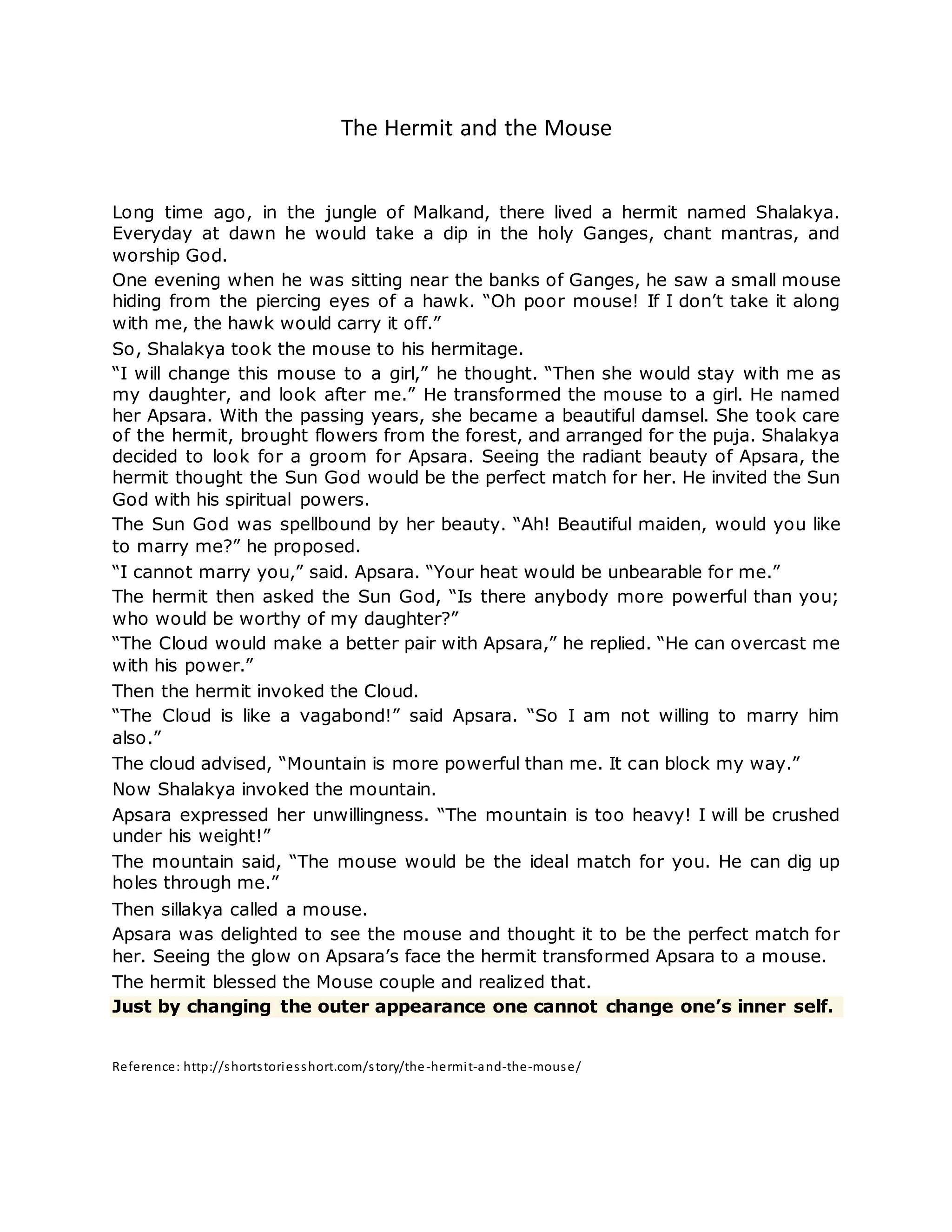 The hermit and the mouse | DOCX
