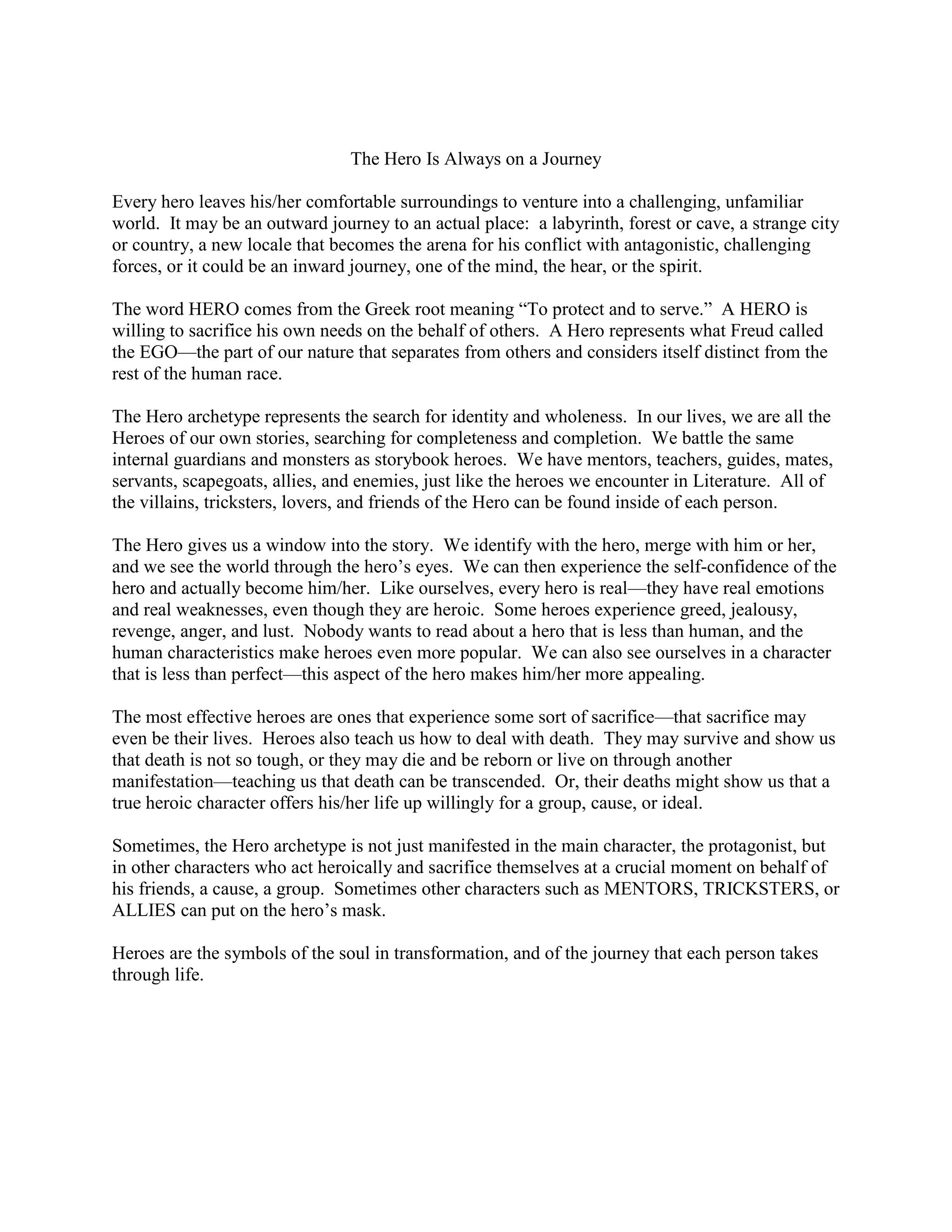 The Hero's Journey- Universal Archetypes- From Ancient to Modern ...