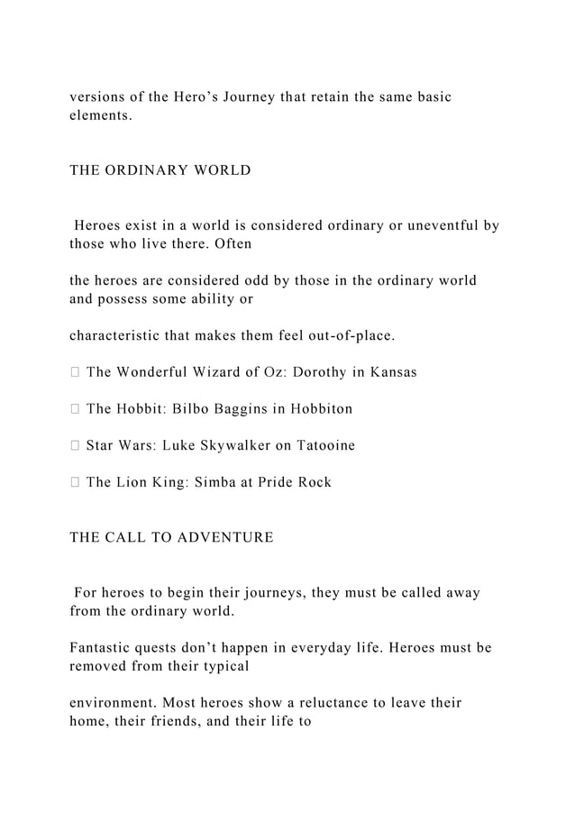 THE HERO’S JOURNEY Joseph Campbell, an American mythol.docx